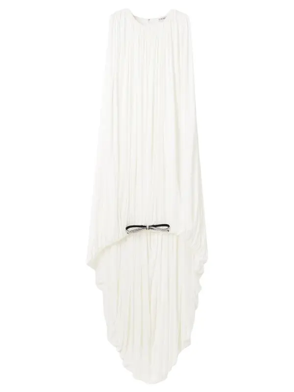 Loewe Embellished Asymmetric Draped Silk-jersey Halterneck Dress - White