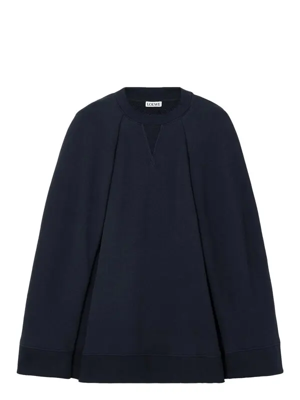 Loewe Cotton And Cashmere-blend Jersey Poncho - Blue