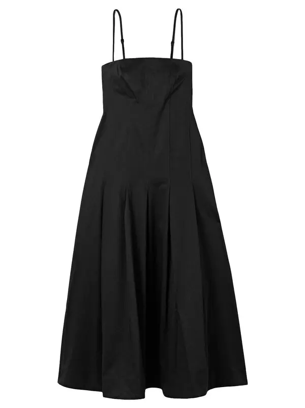 KALLMEYER Maeve Pleated Cotton-blend Twill Midi Dress - Black