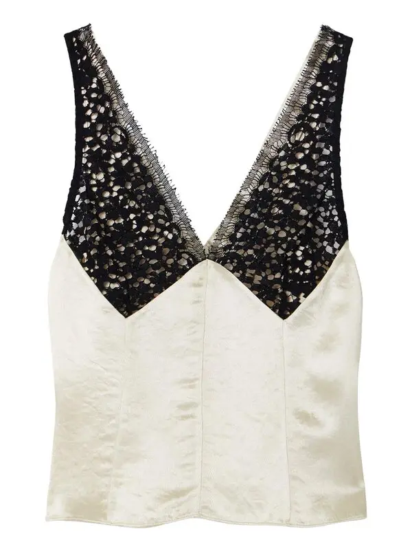 Maria Mcmanus Satin-twill And Corded Lace Camisole - Cream