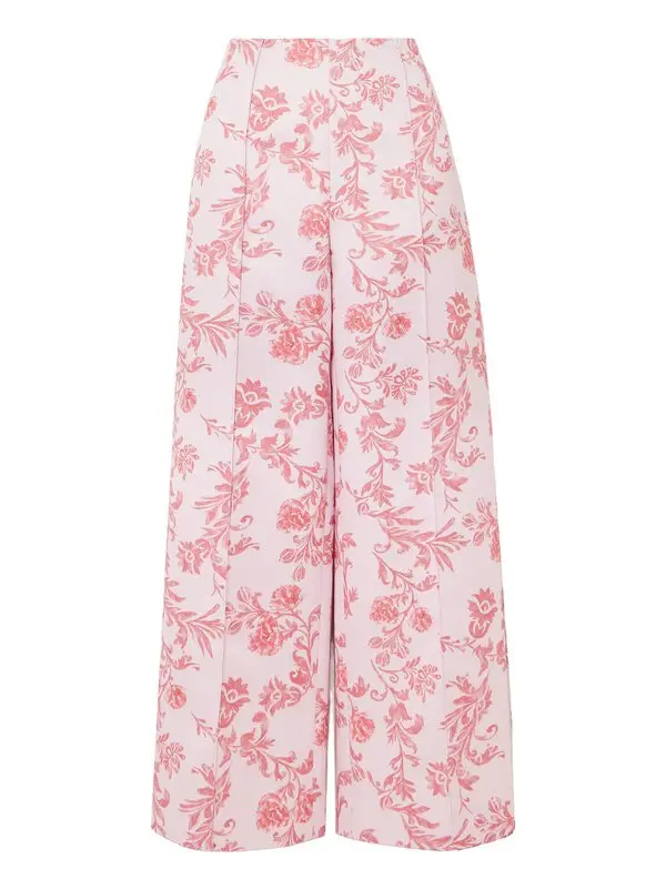 EMILIA WICKSTEAD Daffy Floral-print Wide-leg Pants - Pink