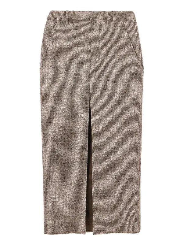 Brunello Cucinelli Cashmere-blend Midi Skirt - Gray