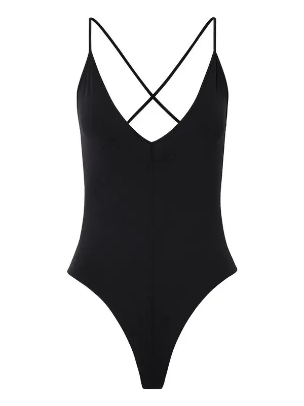 Wardrobe.NYC Stretch-jersey Thong Bodysuit - Black