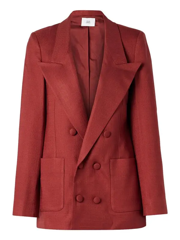 Adam Lippes Riva Double-breasted Canvas Blazer - Red
