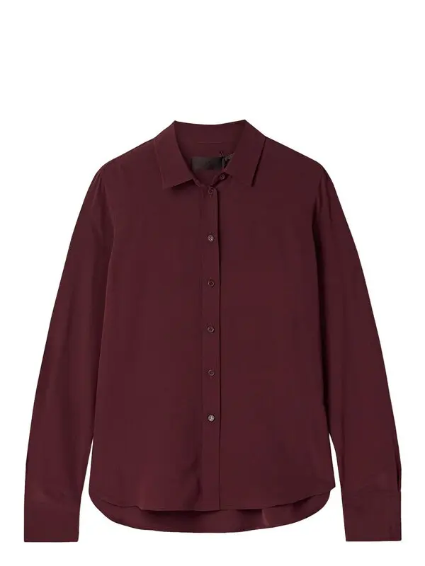 NILI LOTAN Gaia Silk Crepe De Chine Shirt - Burgundy