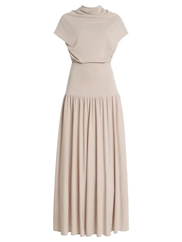 KALLMEYER Victoria Draped Jersey Midi Dress - Grey