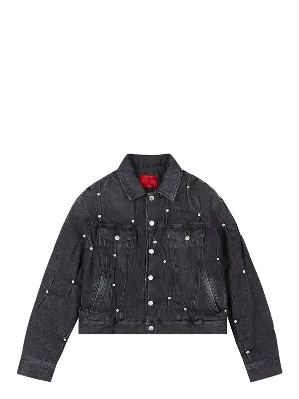 KUSIKOHC Multi Rivet Denim Padded Jacket - Black