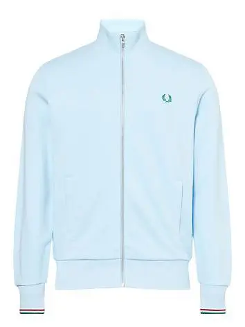 Fred Perry Embroidered Logo Zip-through Cotton-jersey Jacket - Track Blue
