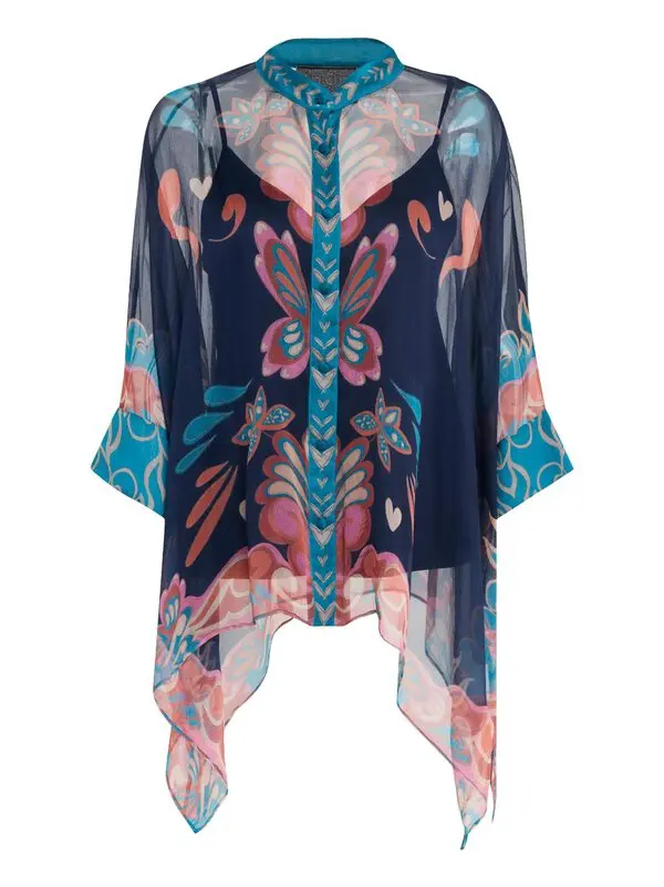 Johnny Was Katia Floral-print Silk Chiffon Blouse - Ryland