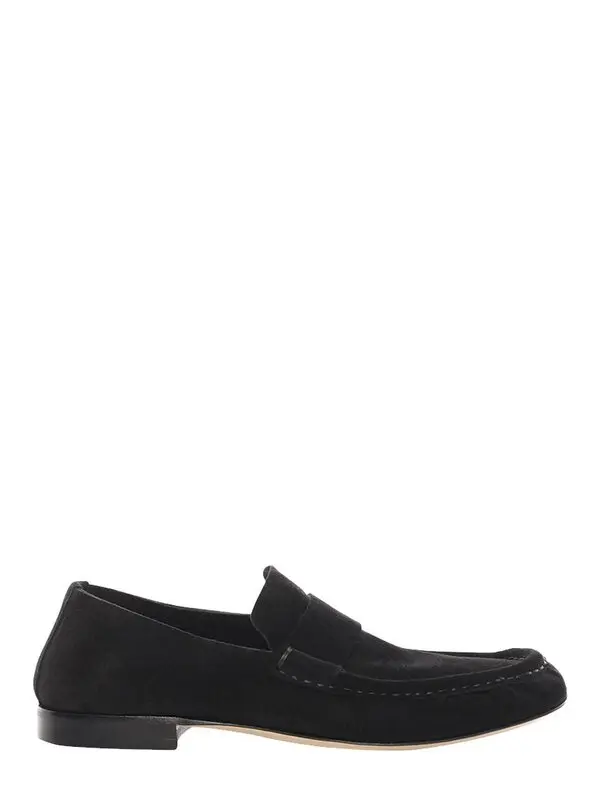 THE ROW Calf Suede Slip-on Loafers - Black