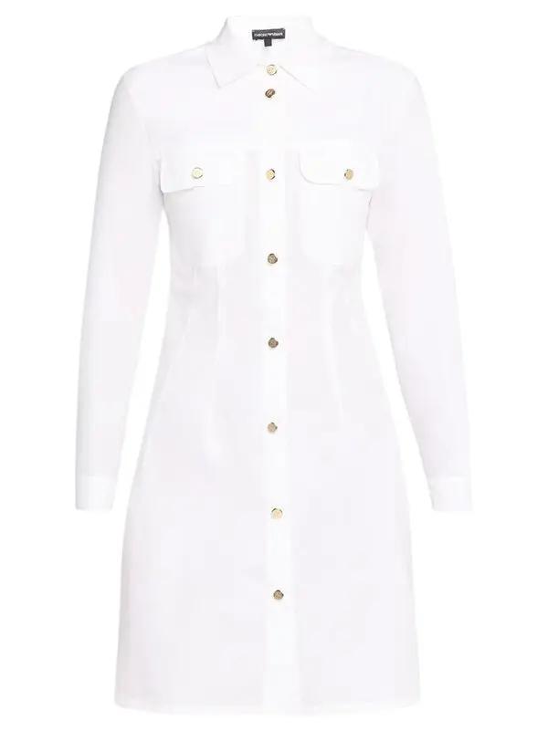 Emporio Armani Cotton Poplin Mini Shirtdress - White