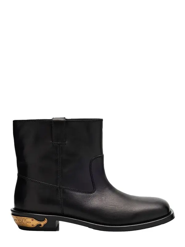 Moschino Berlin Leather Ankle Boots - Black
