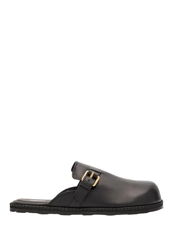Moschino Sabot Leather Mules - Black