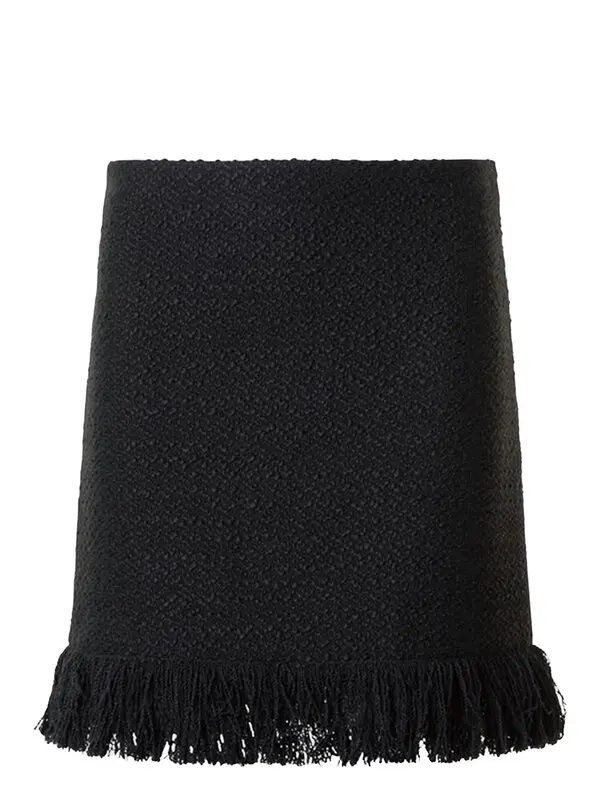 Akris Boucle Tweed Fringed Mini Skirt - Black