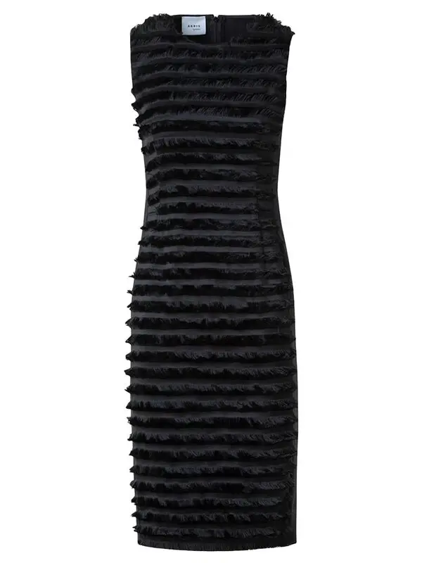 Akris Striped Fringe Techno Taffeta Dress - Black