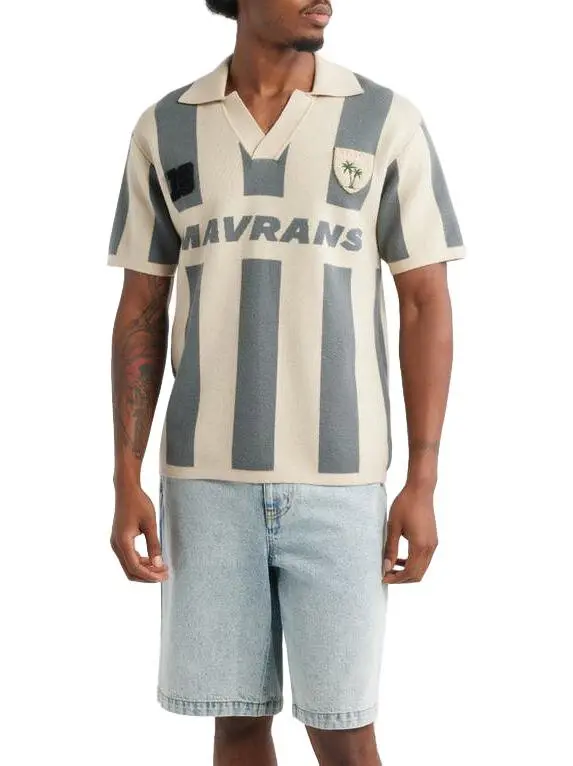 MAVRANS Stripe Knit Soccer Jersey - Blue
