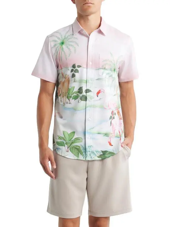 MAVRANS Palm Beach Wallpaper Weekend Button-up Shirt - Pink