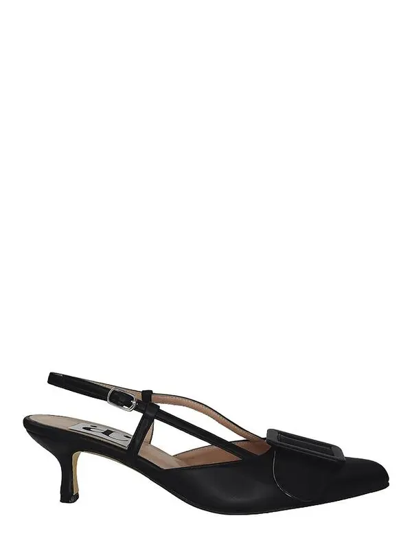ANDREA CARRANO Mia Slingback Kitten Heel - Black Leather