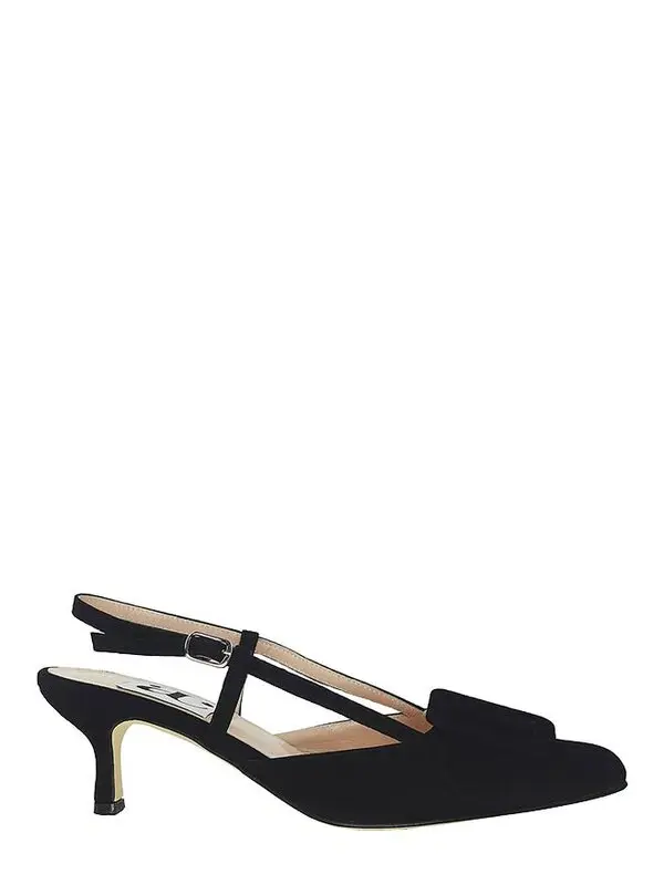 ANDREA CARRANO Mia Slingback Kitten Heel - Black Suede