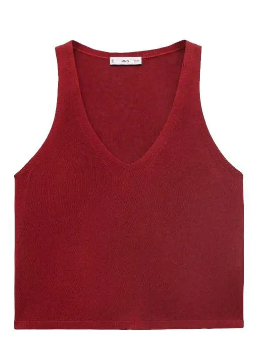Mango V-neck Sweater Vest - Red