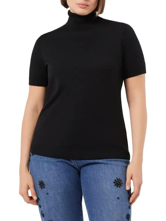 Marina Rinaldi Abile Short Sleeve Turtleneck Sweater - Black