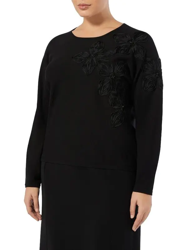 Marina Rinaldi Ravello Embroidered Sweater - Black