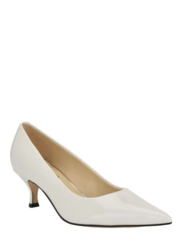 Nine West Sisko Pointed Toe Kitten Heel Pumps - White