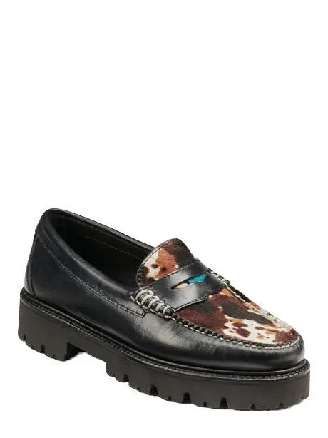 G.H.BASS Whitney Super Lug Sole Penny Loafer - Black Combo