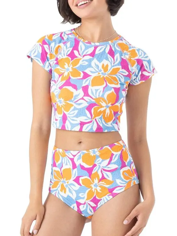 Roxy Topanga Canyon Cropped Rashguard - Blue Multi