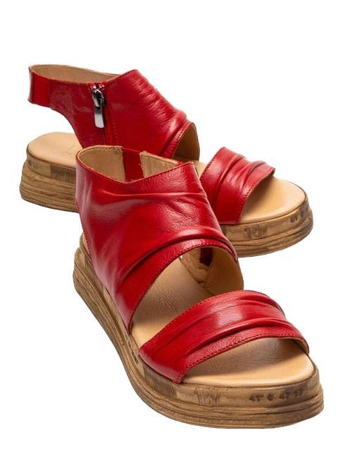 FOREVER & ALWAYS SHOES Lunas Leather Side-zip Flat Heel Sandal - Red