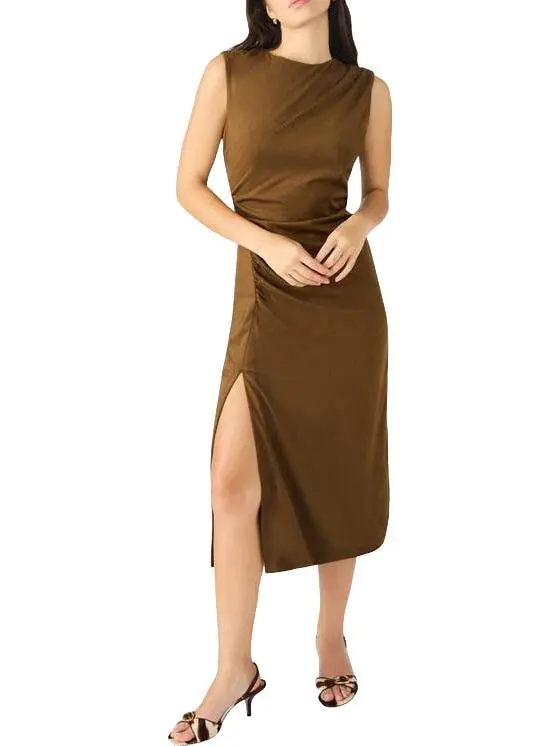 Steve Madden Keegan Sleeveless Gathered Midi Dress - Chestnut