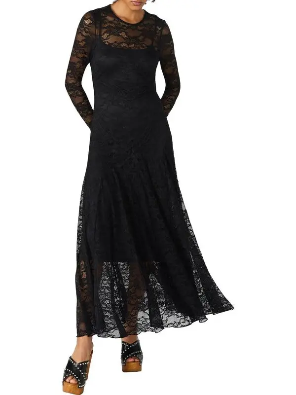 Steve Madden Elona Lace Maxi Dress - Black