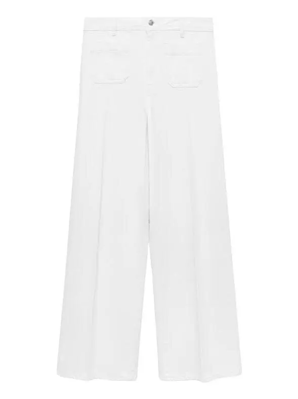Mango Patch Pocket High-waist Wide-leg Jeans - White