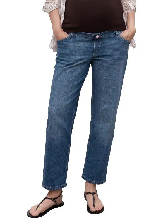 Mango Over-the-bump Straight Leg Maternity Jeans - Dark Blue