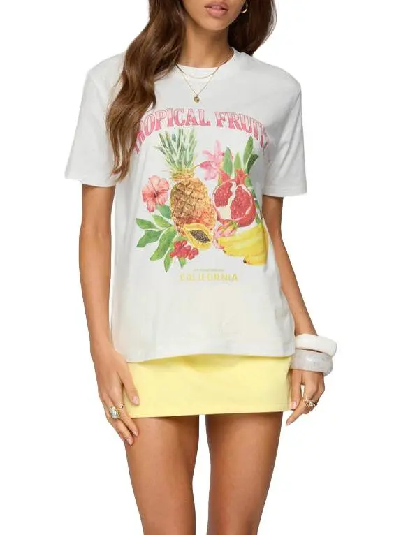 EDIKTED Tropical Fruits Graphic T-shirt - White