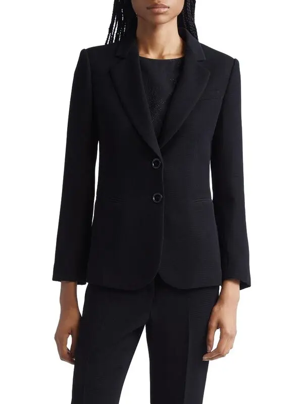 Emporio Armani Techno Waffle Blazer - Solid Black