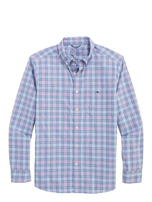 Vineyard Vines Binnacle Plaid Featherweight Performance Button-down Shirt - Lilac Breeze
