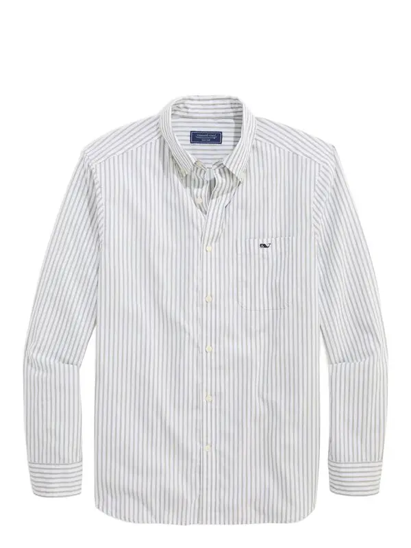 Vineyard Vines Seabird Stripe Perfect Wash Classic Fit Cotton Button-down Shirt - Dune Grass