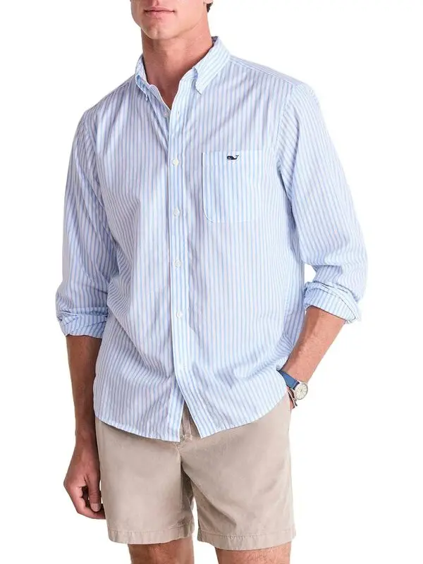Vineyard Vines Seabird Stripe Perfect Wash Classic Fit Cotton Button-down Shirt - Jake Blue
