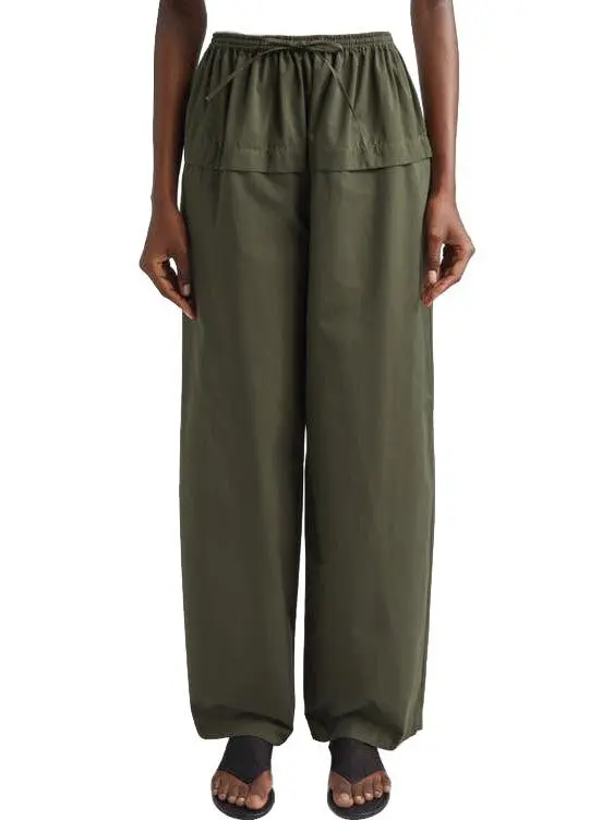 Alaïa Cotton Peplum Pants - Olive