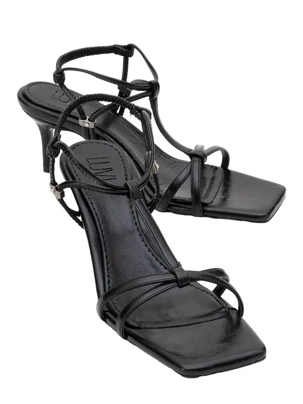 PROLOGUE SHOES Gibson Stiletto Sandals - Black Faux Leather