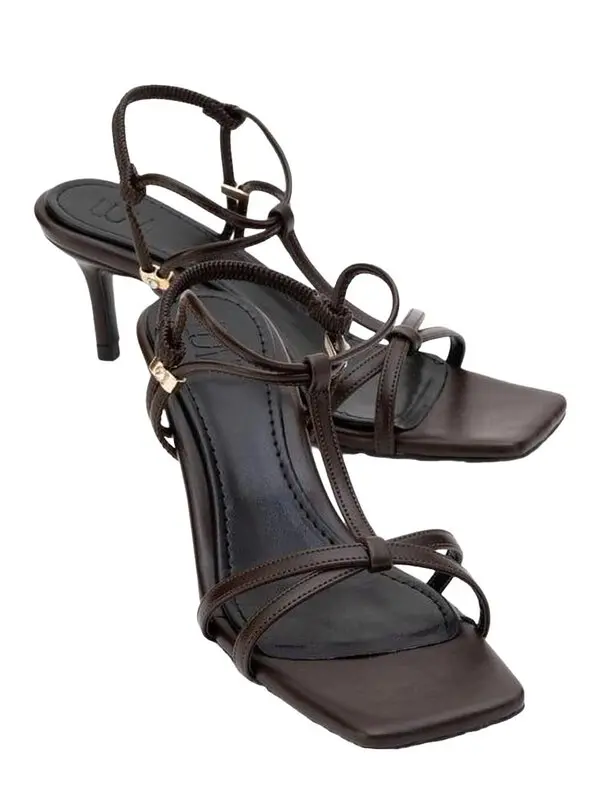 PROLOGUE SHOES Gibson Stiletto Sandals - Brown Faux Leather
