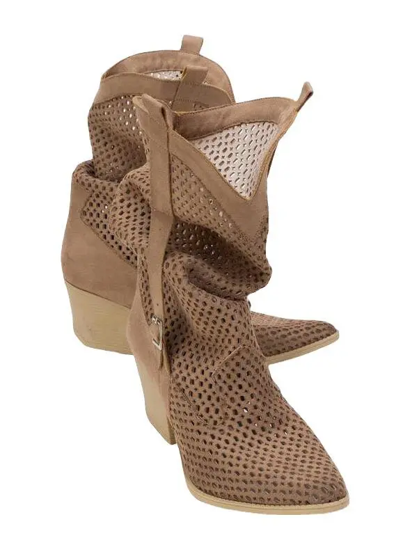 PROLOGUE SHOES Larry Cut-out Boots - Dark Beige Faux Leather