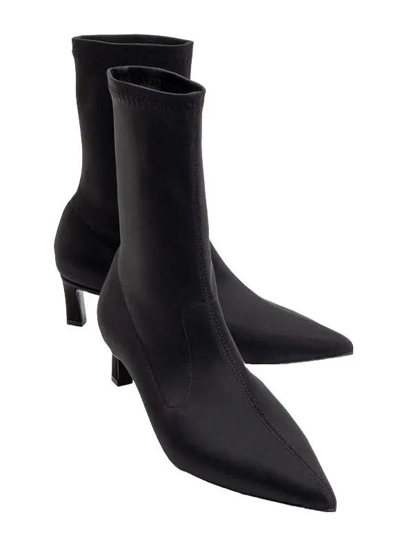 PROLOGUE SHOES Lewin Pointed-toe Stiletto Boots - Black Faux Stretch Leather