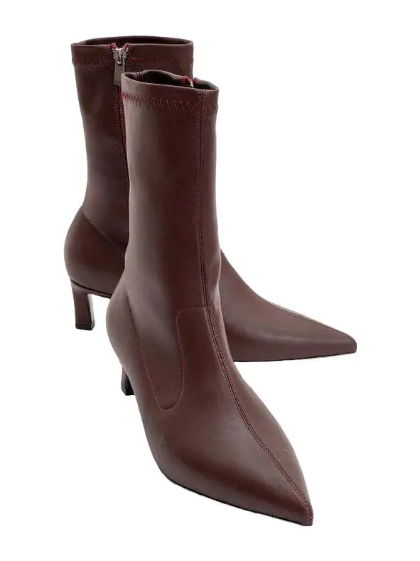 PROLOGUE SHOES Lewin Pointed-toe Stiletto Boots - Burgundy Faux Leather