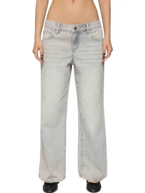EDIKTED Magda Low Rise Wide Leg Jeans - Gray-washed