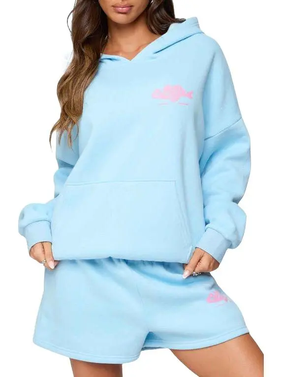 EDIKTED Heart-inspired Logo Hoodie - Light-blue