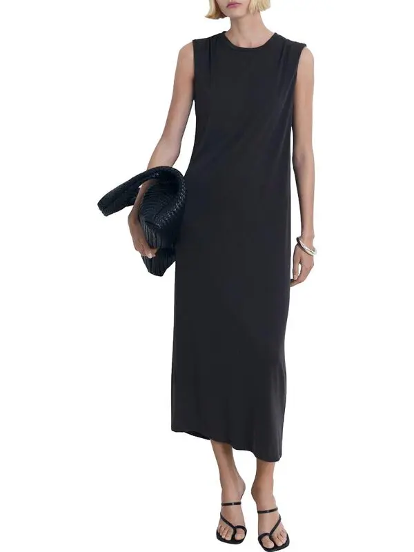 Mango Ruched Sleeveless Maxi Dress - Charcoal