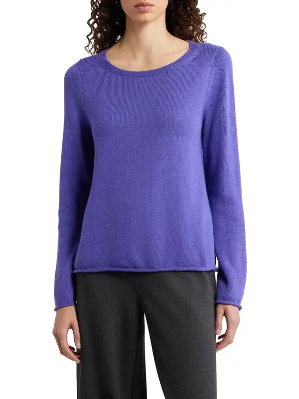 Eileen Fisher Bateau Neck Cotton Blend Sweater - Ultraviolet