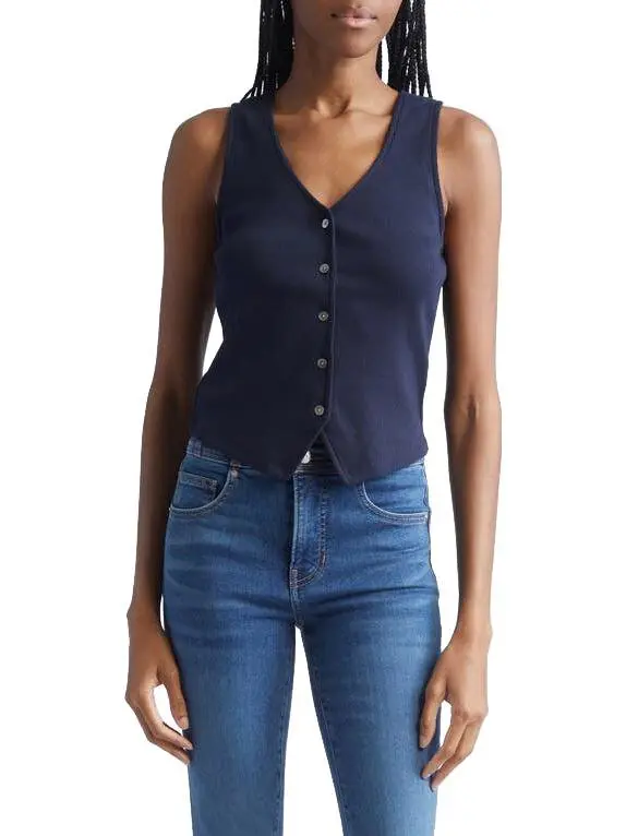Veronica Beard Hoorne Rib Vest - Navy